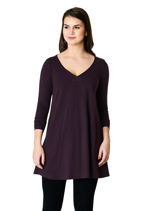 Shop Seamed cotton jersey knit tunic | eShakti