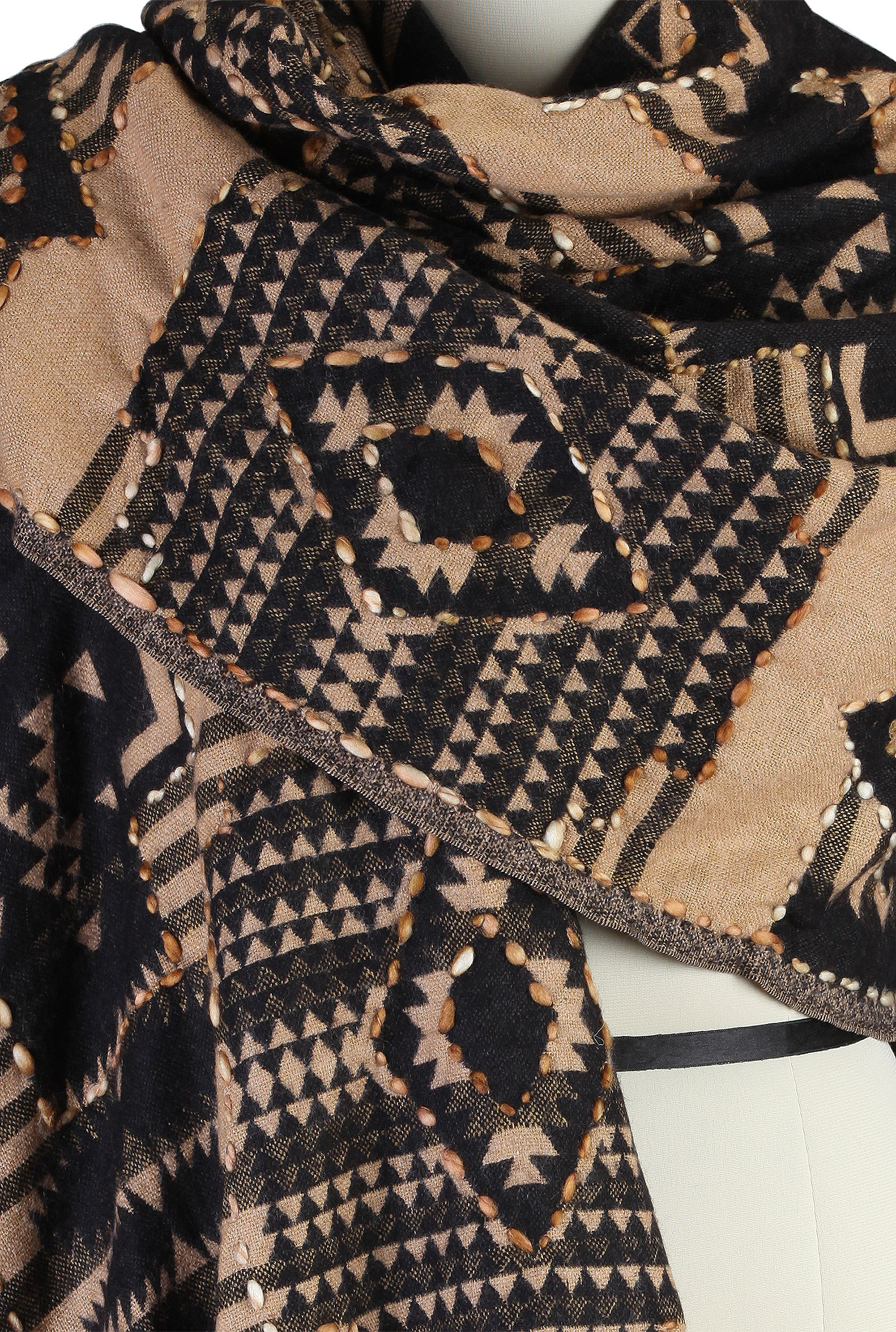 Shop Geo weave soft fringed wrap | eShakti