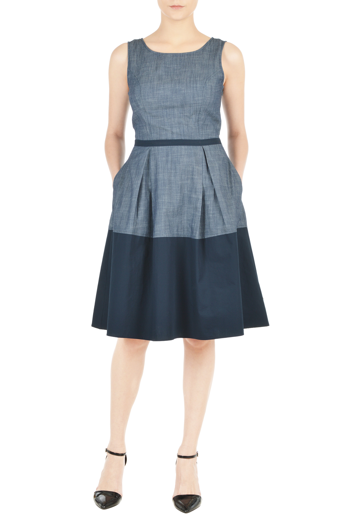 Shop Retro style colorblock dress | eShakti