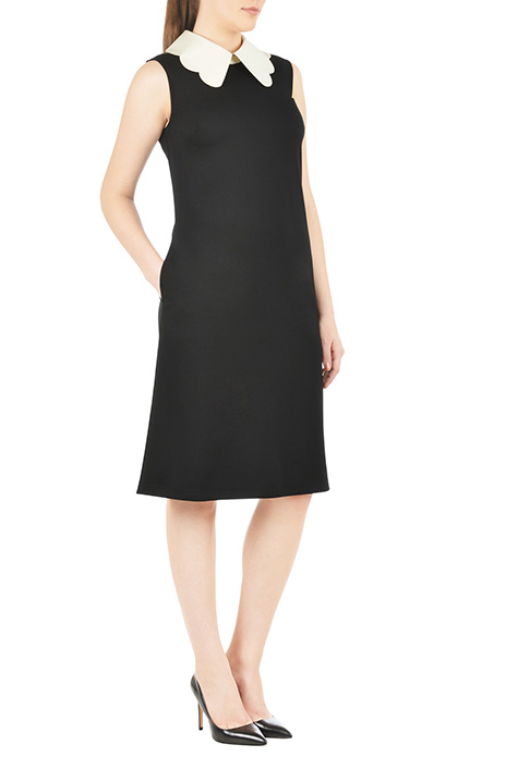 Shop Contrast scallop collar ponte shift dress | eShakti