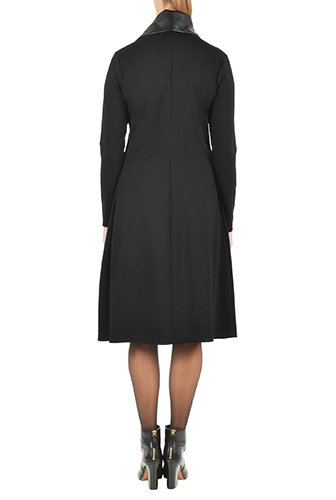 Shop Faux leather shawl collar ponte dress | eShakti