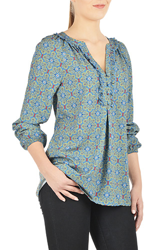 Shop Split neck tile print tunic | eShakti