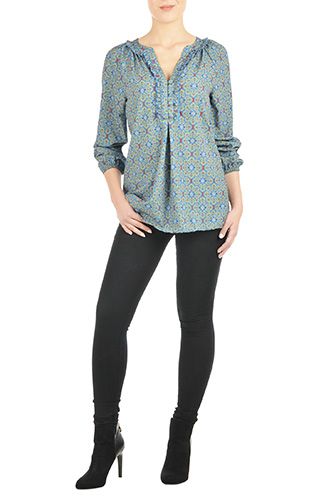 Shop Split neck tile print tunic | eShakti