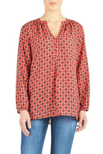 Shop Split neck tile print tunic | eShakti