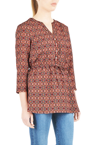 Shop Elastic waist tile print crepe tunic | eShakti