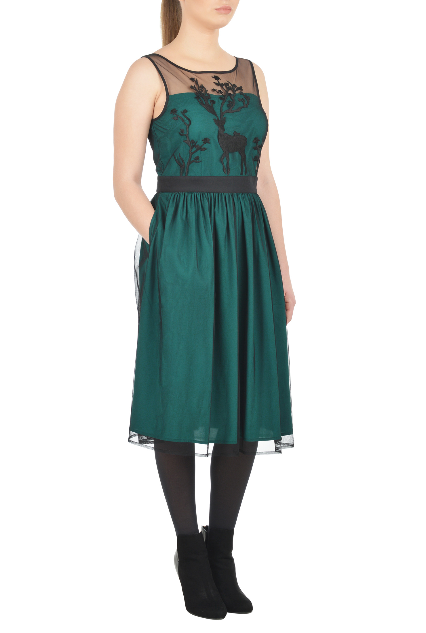 Shop Illusion deer embellished tulle dress | eShakti