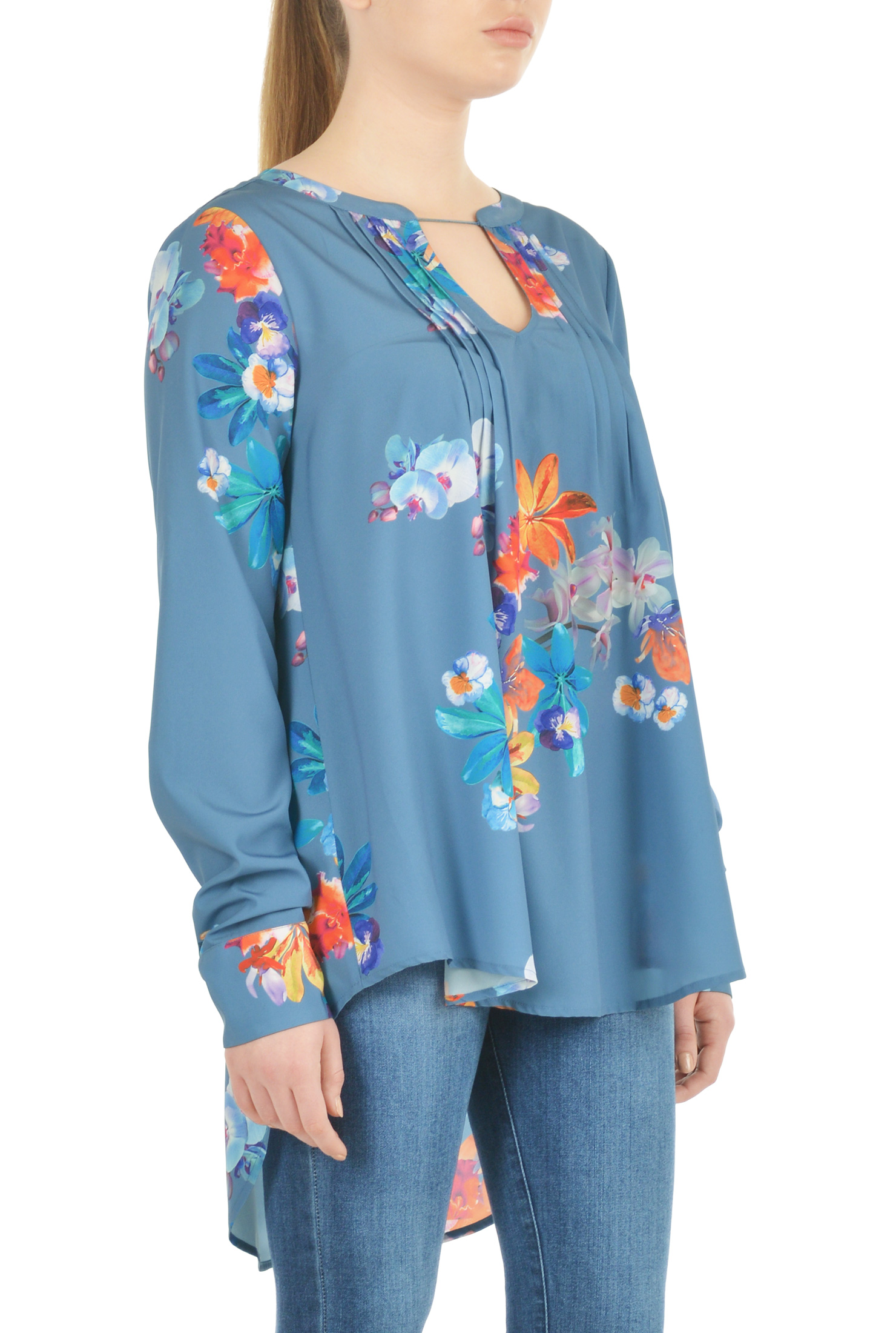 Shop Painted floral split neck tunic | eShakti
