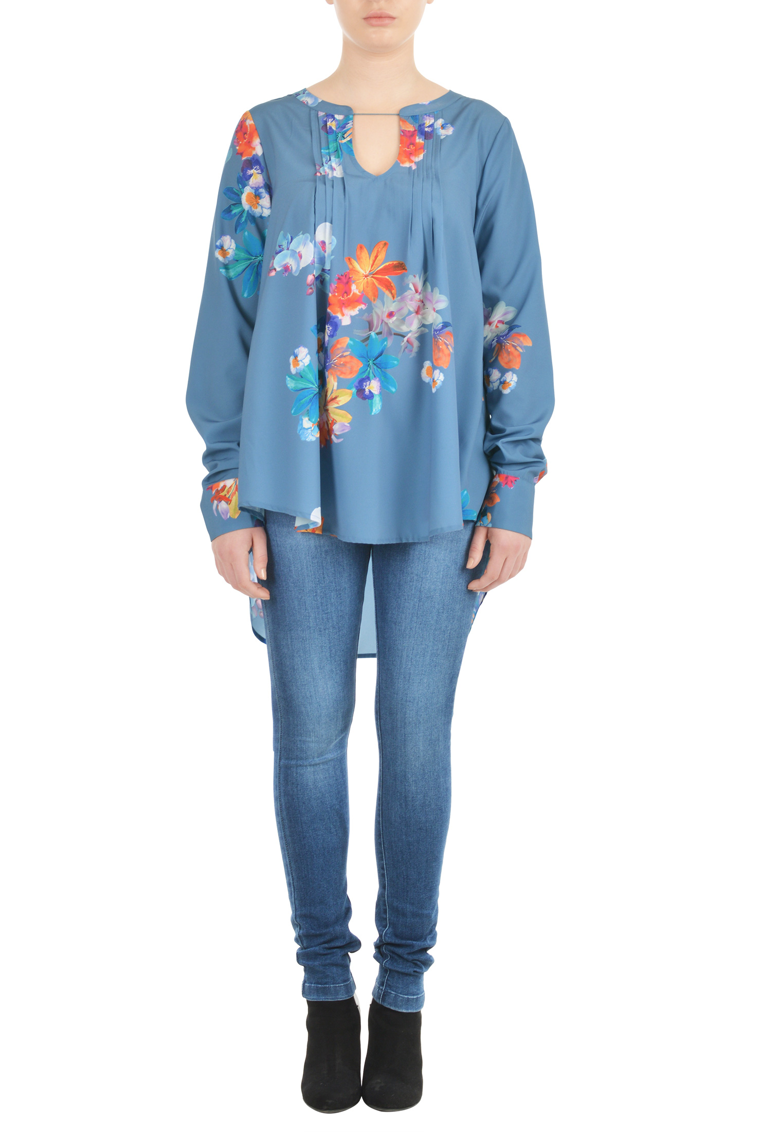 Shop Painted floral split neck tunic | eShakti