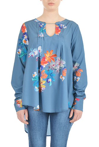 Shop Painted floral split neck tunic | eShakti