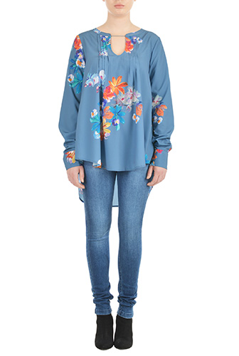 Shop Painted floral split neck tunic | eShakti