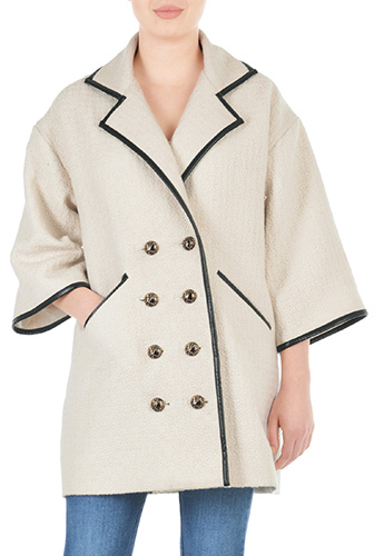 Shop Faux leather trim geo textured jacket | eShakti