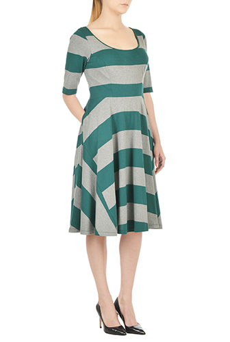Shop Stripe knit fit and flare dress | eShakti