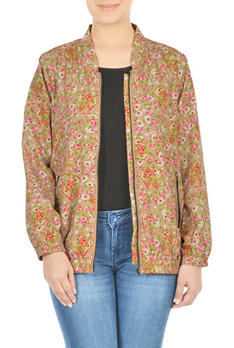 Shop Floral print crepe bomber jacket | eShakti