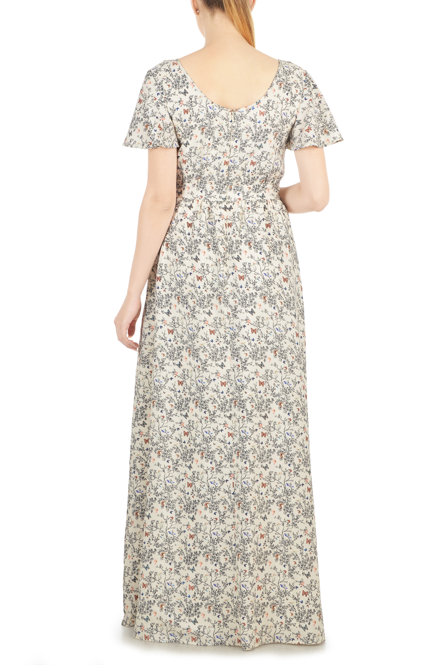 Shop Floral bird print crepe maxi dress | eShakti