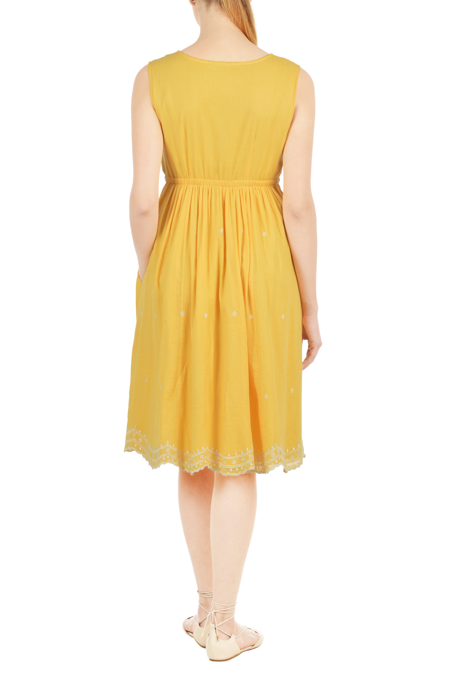 Shop Floral drawstring front crinkle cotton dress | eShakti