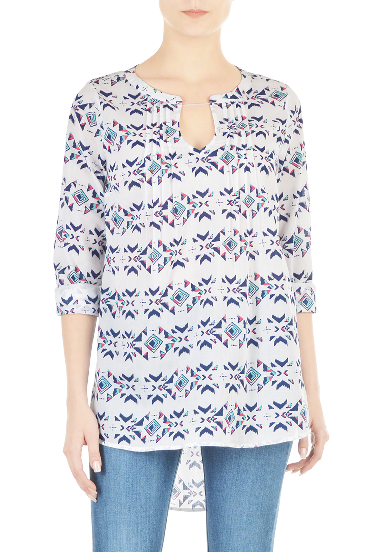 Shop Tile print split neck tunic | eShakti