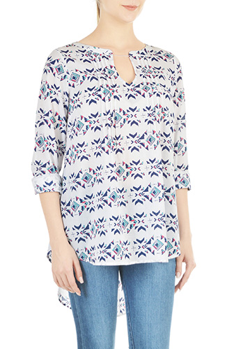 Shop Tile print split neck tunic | eShakti