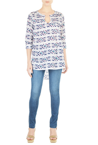 Shop Tile print split neck tunic | eShakti