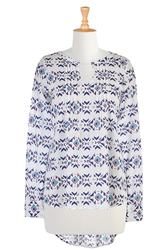Shop Tile print split neck tunic | eShakti