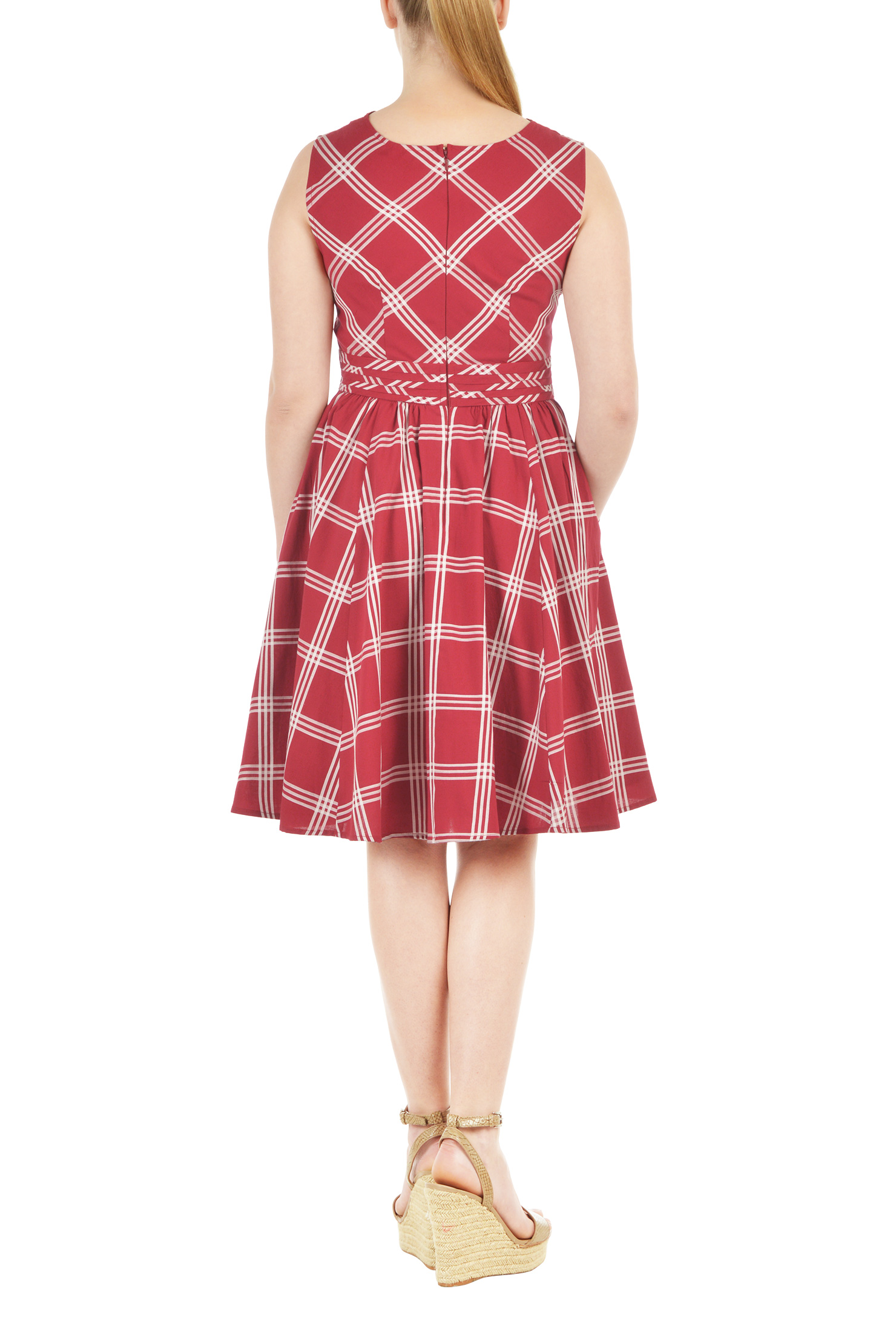 Shop Cowl neck windowpane check dress | eShakti