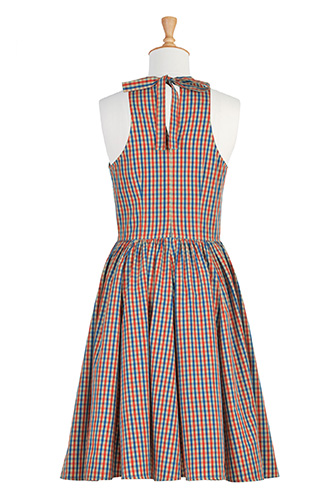 Shop Halter style gingham check dress | eShakti