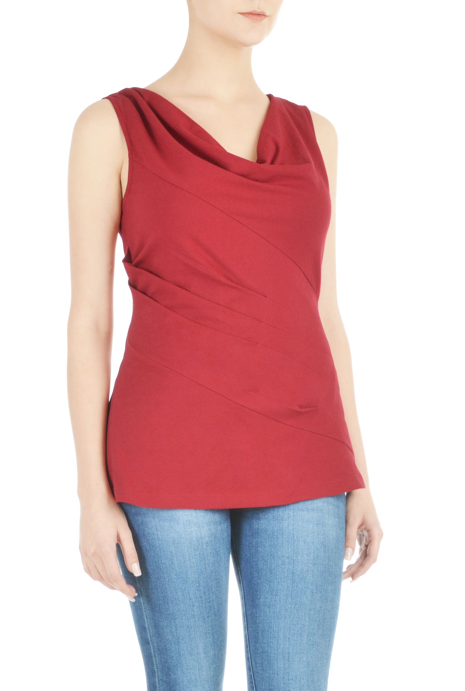 Shop Cowl neck cotton knit top | eShakti