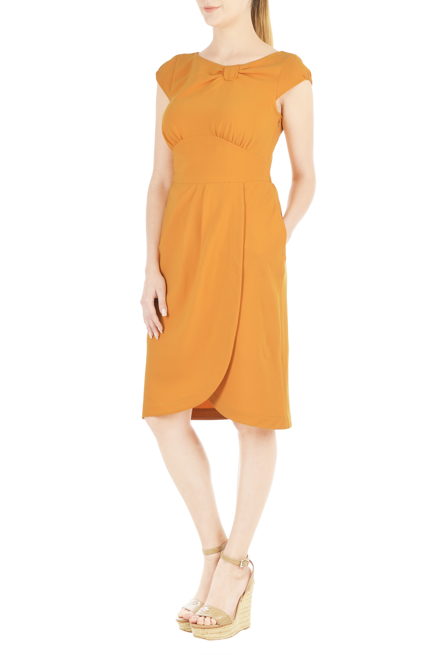 Shop Asymmetric neck double cloth dress | eShakti