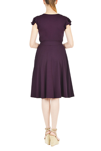 Shop Flutter sleeve cotton knit wrap dress | eShakti