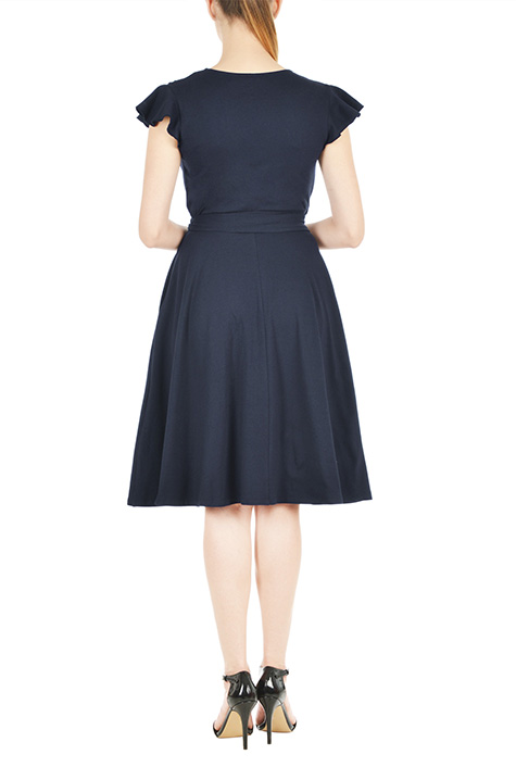 Shop Flutter sleeve cotton knit wrap dress | eShakti