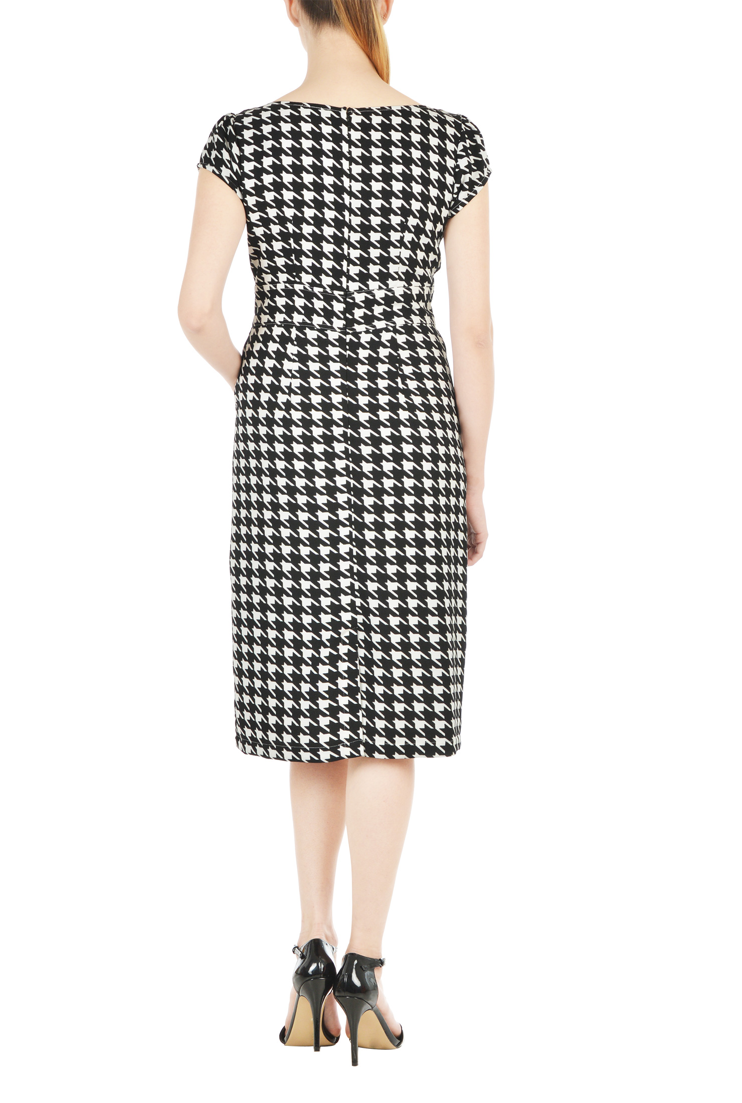 Shop Houndstooth check print empire sheath dress | eShakti