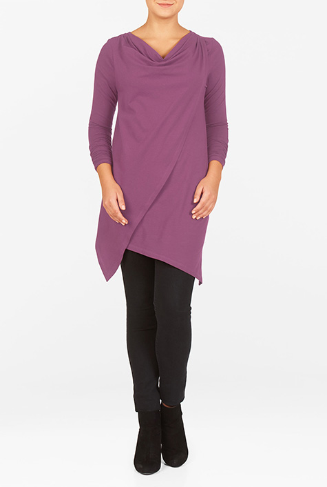 Shop Cross-over front cotton knit top | eShakti