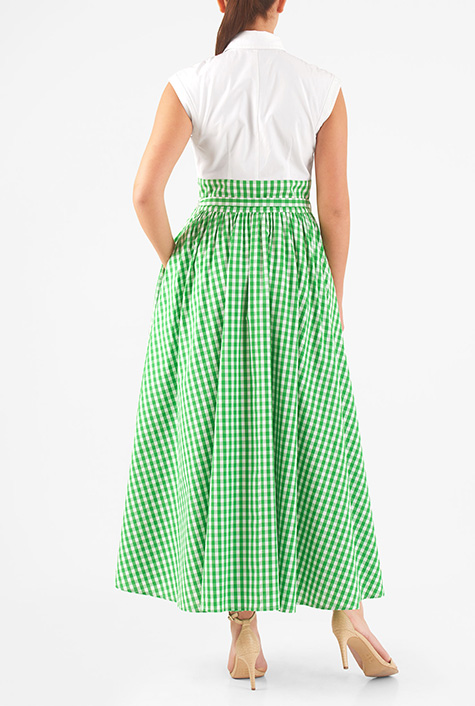 Shop Gingham cotton check maxi dress | eShakti
