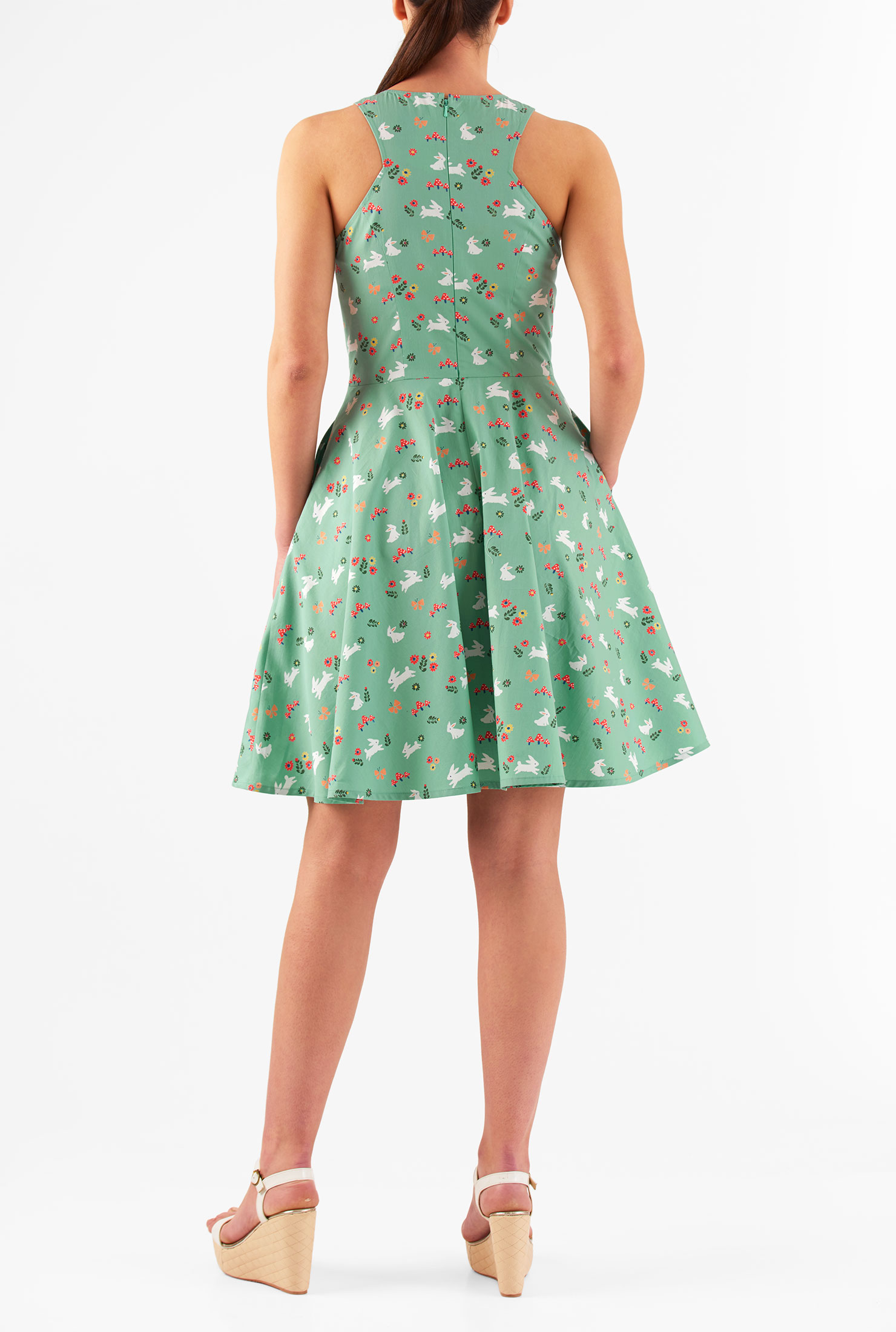 Shop Rabbit print cotton racerback dress | eShakti