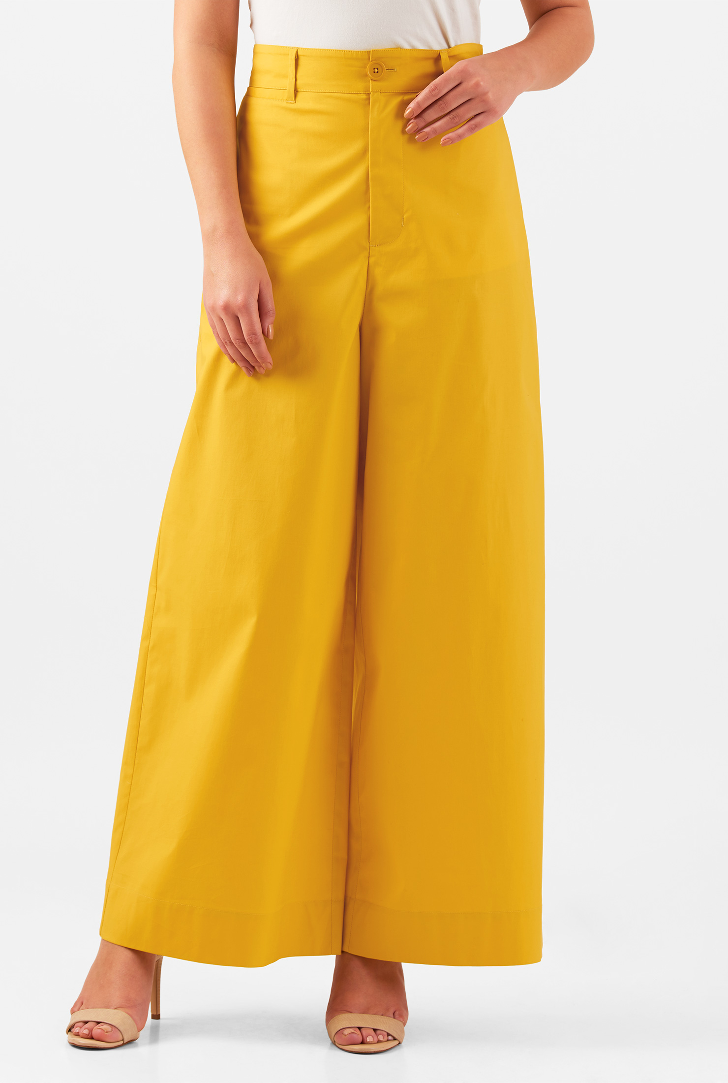 Shop Stretch cotton poplin palazzo pants | eShakti