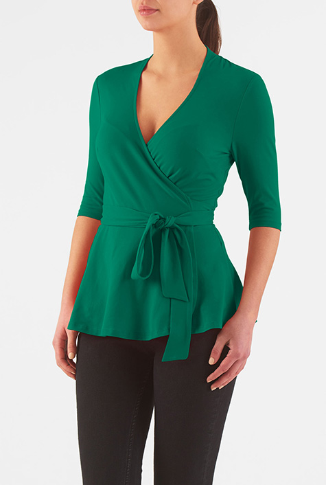 Shop Vibrant cotton knit wrap top | eShakti
