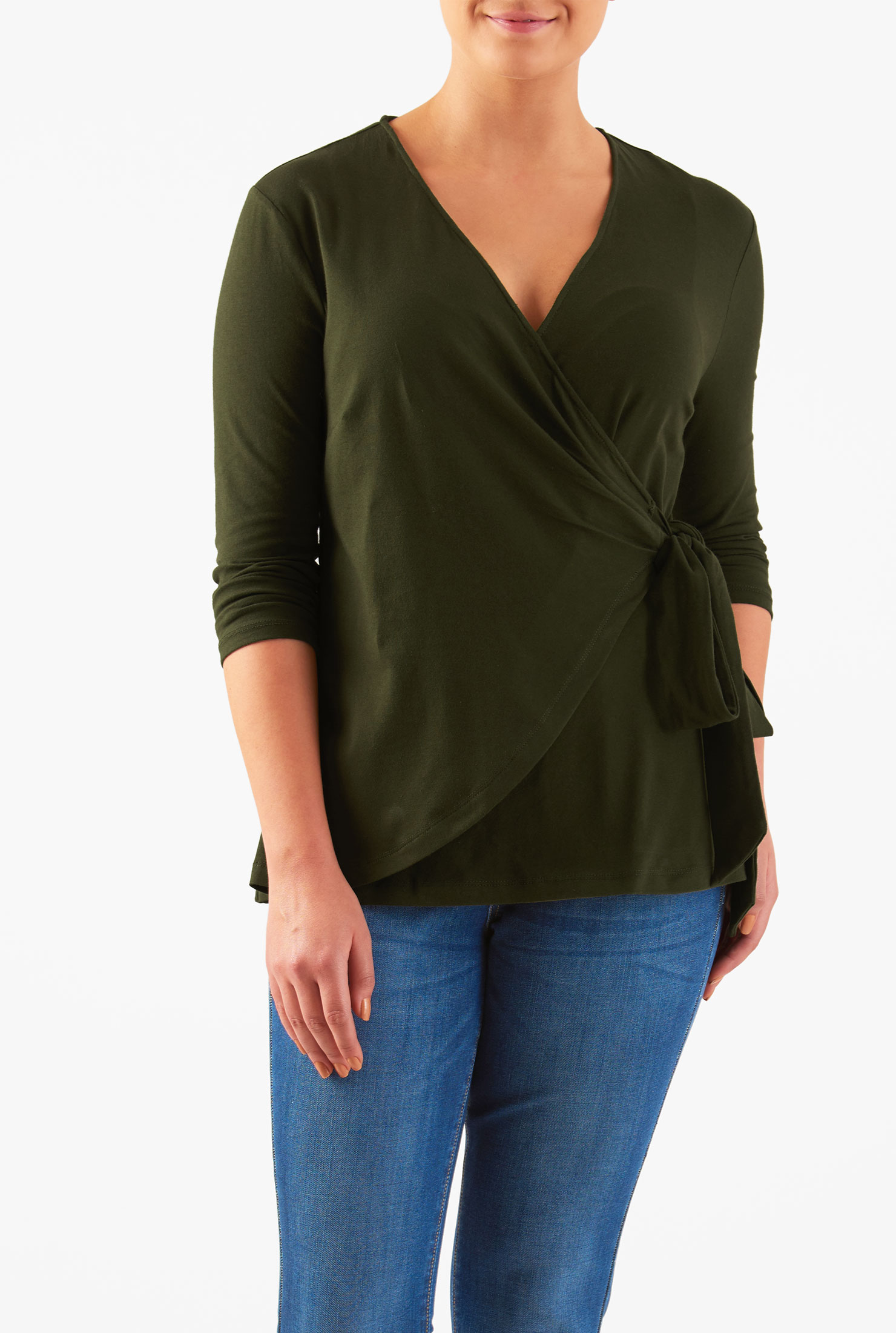 Shop Cotton knit wrap top | eShakti