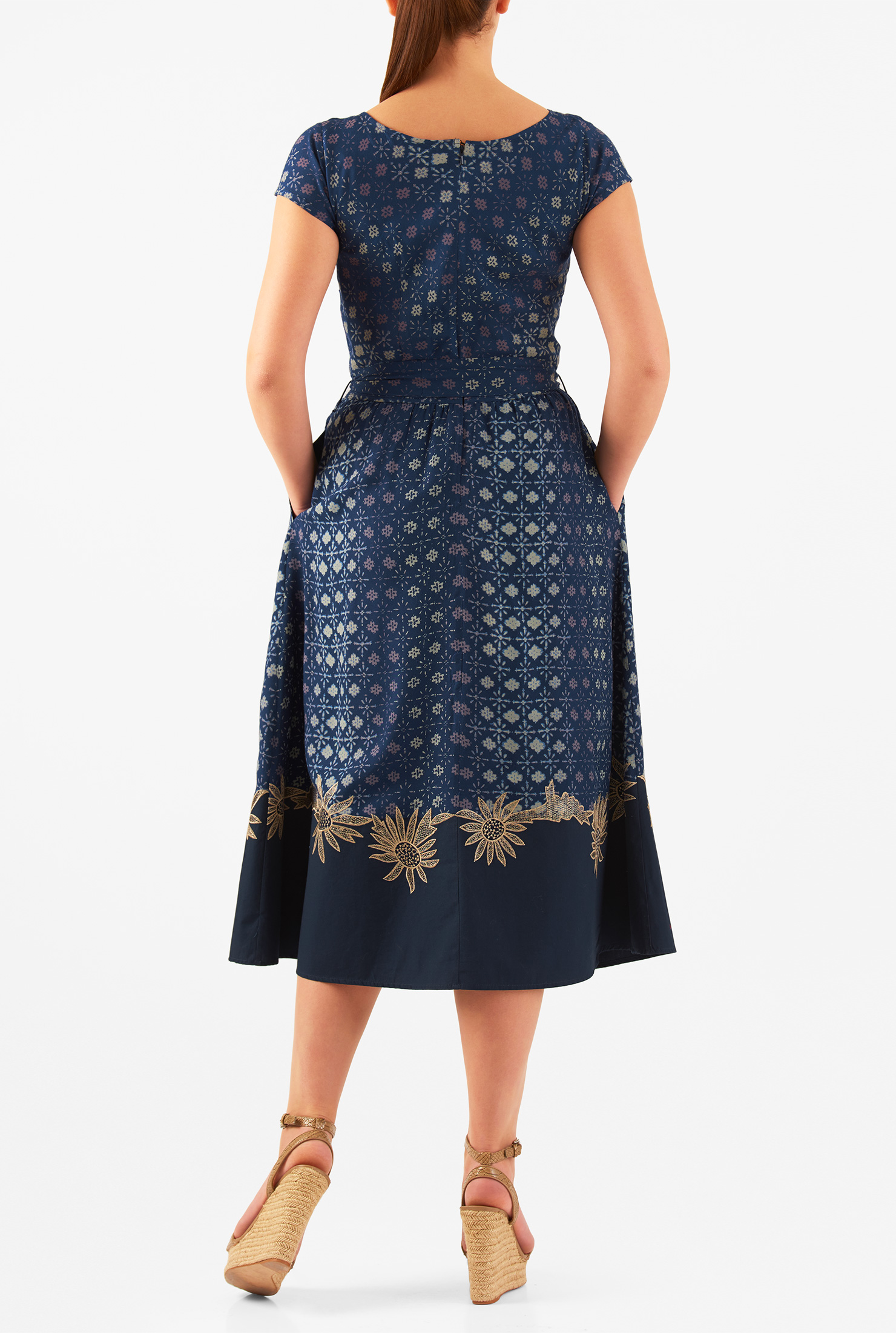 Shop Floral embellished indigo print dress | eShakti