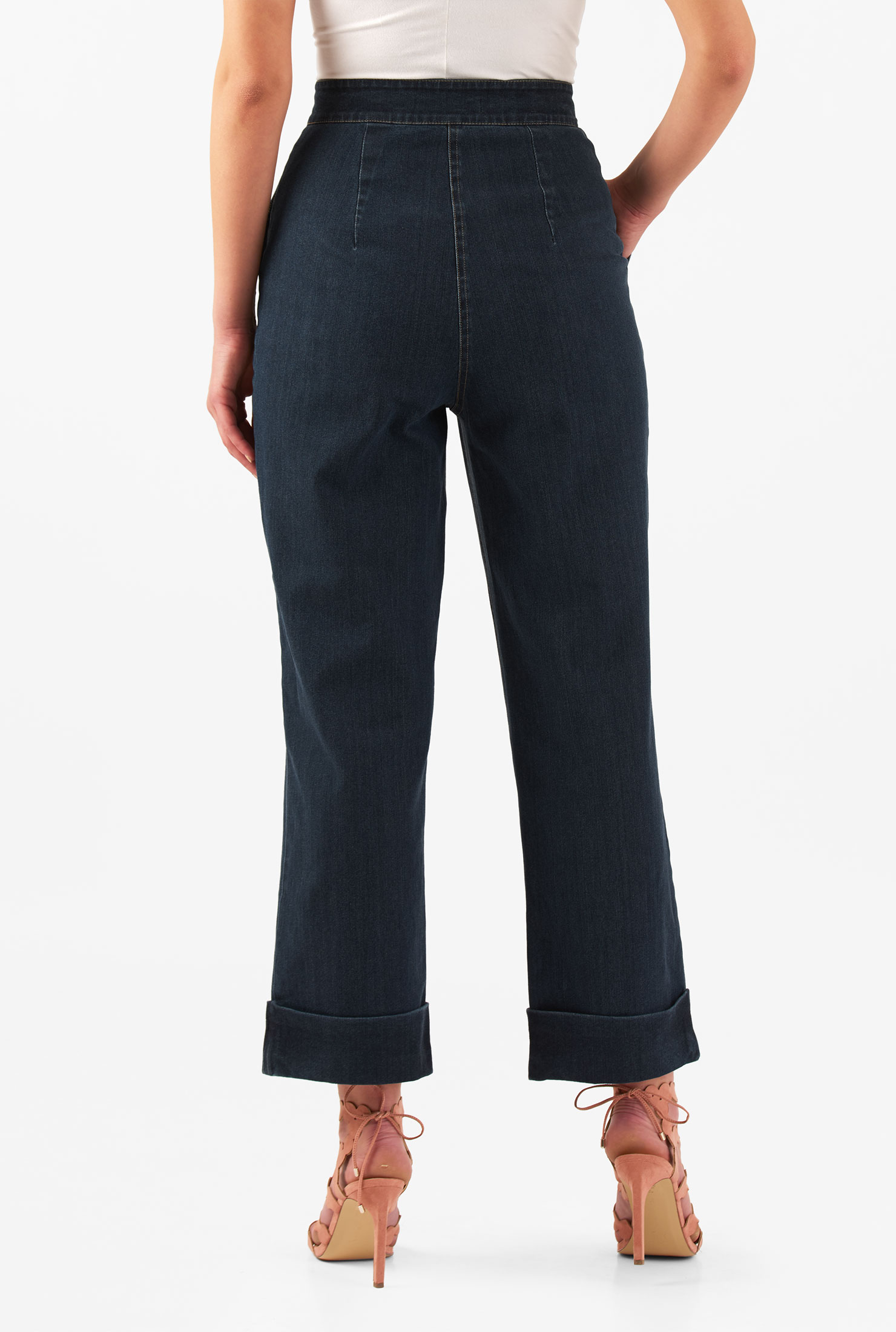 Shop High waist deep indigo denim jeans | eShakti