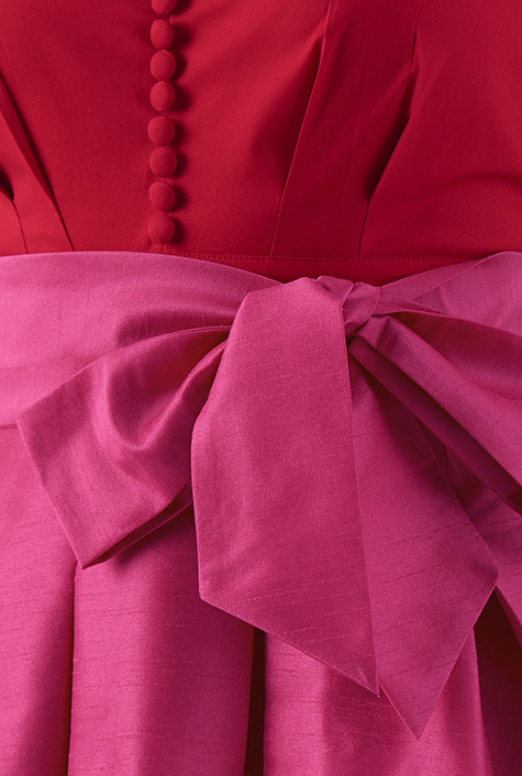 Shop Two tone mixed media banded empire dress | eShakti