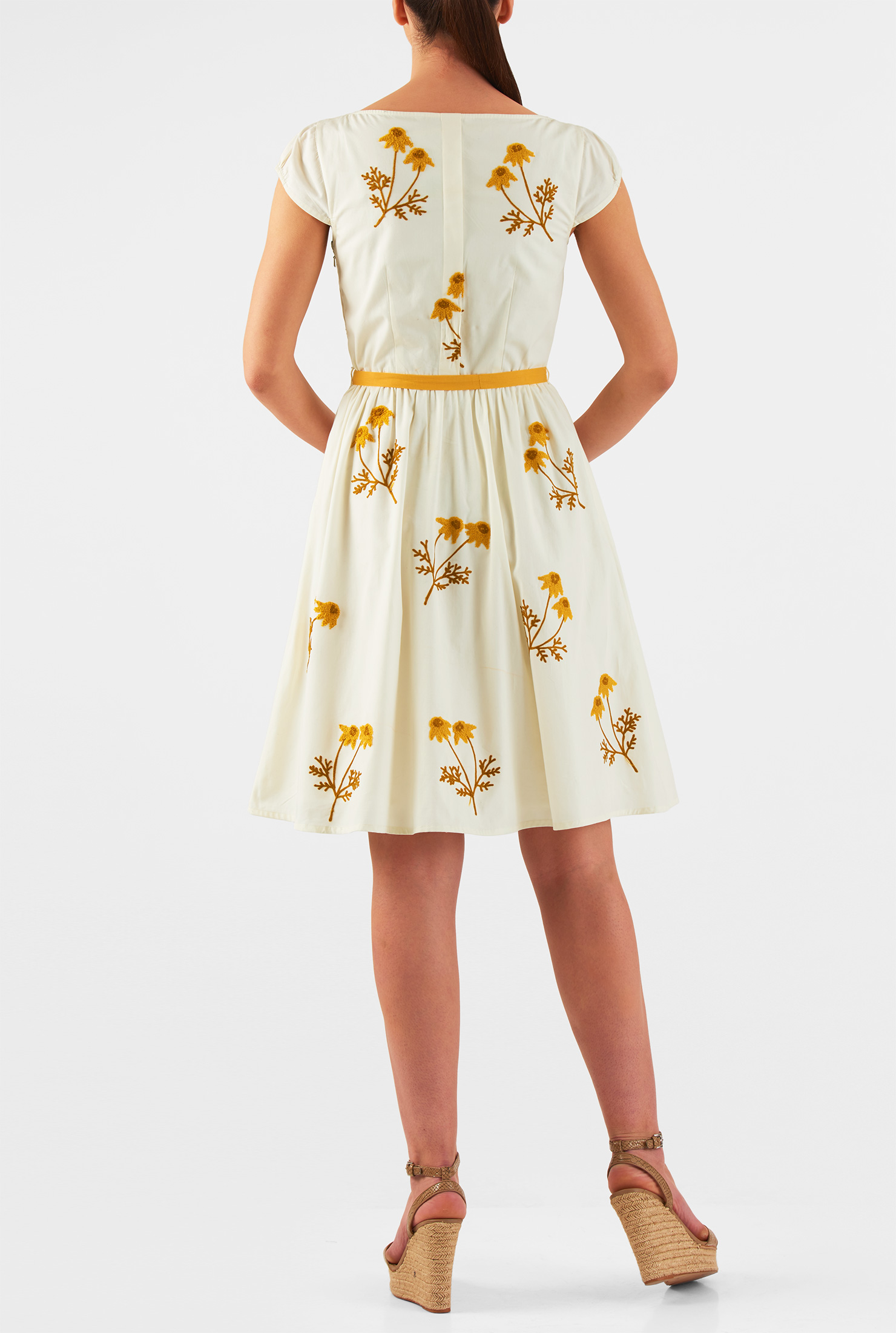 Shop Floral posy embellished cotton poplin dress | eShakti