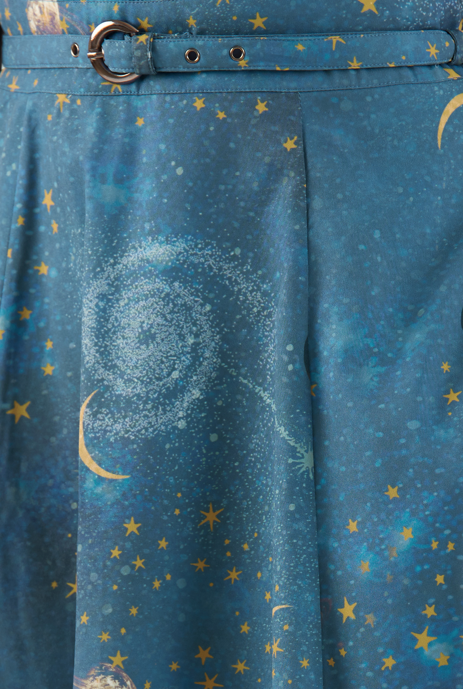 Shop Constellation print belted mixed media dress | eShakti