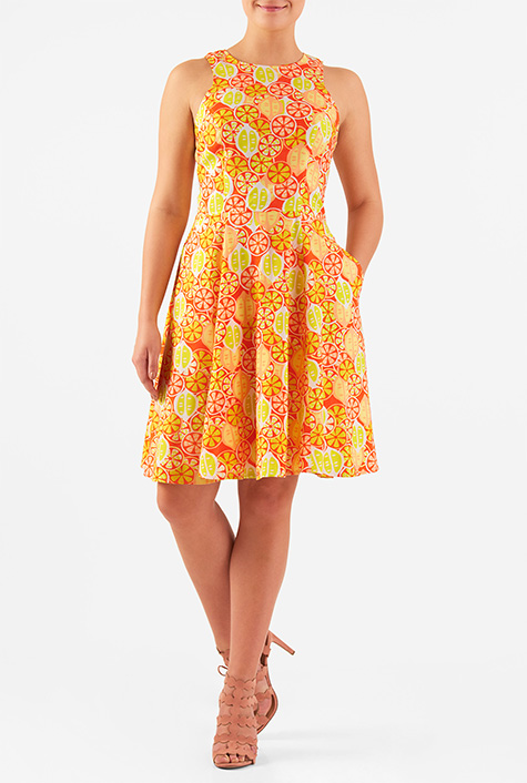 Shop Lime print racerback dress | eShakti