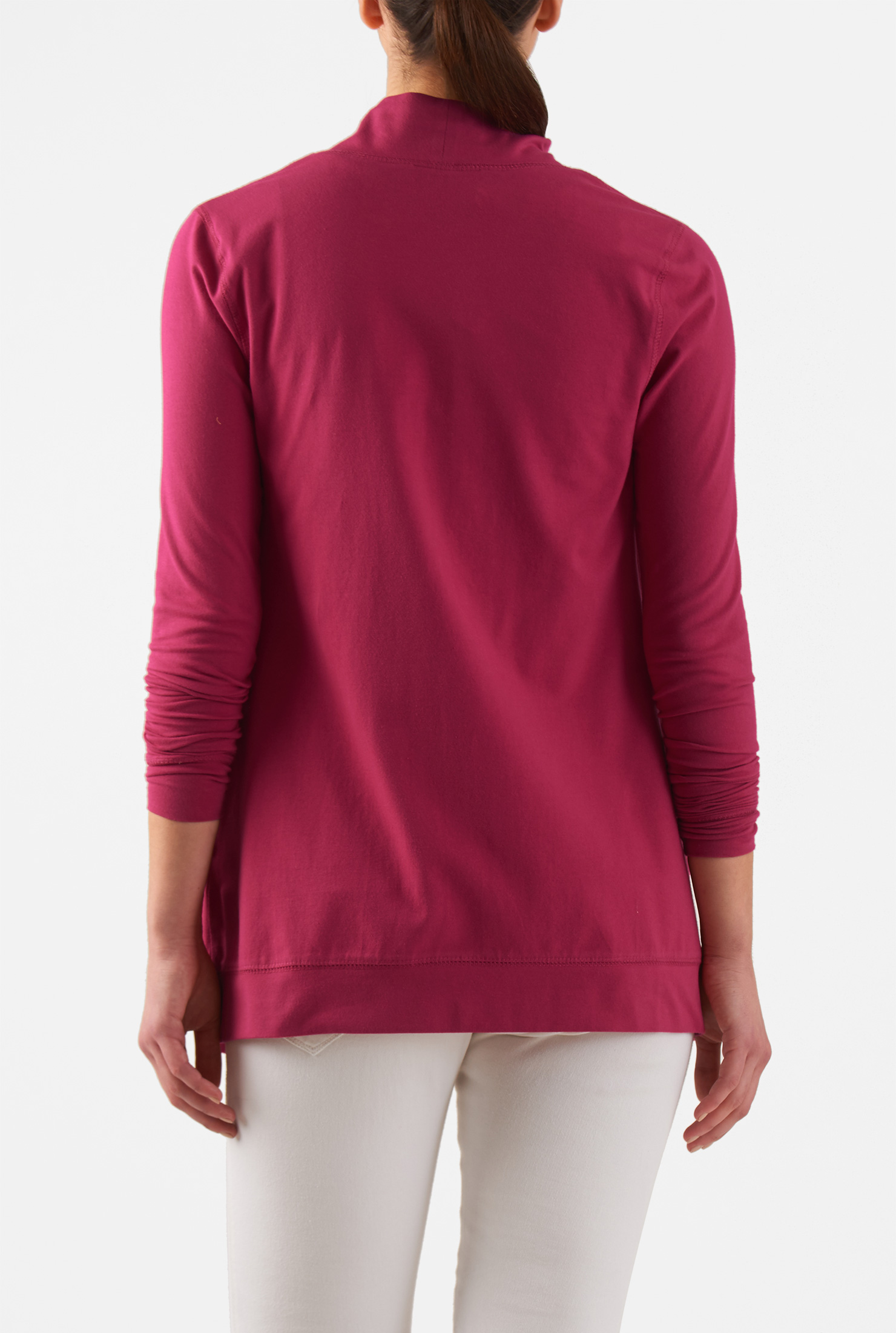 Shop Cotton knit handkerchief hem cardigan | eShakti