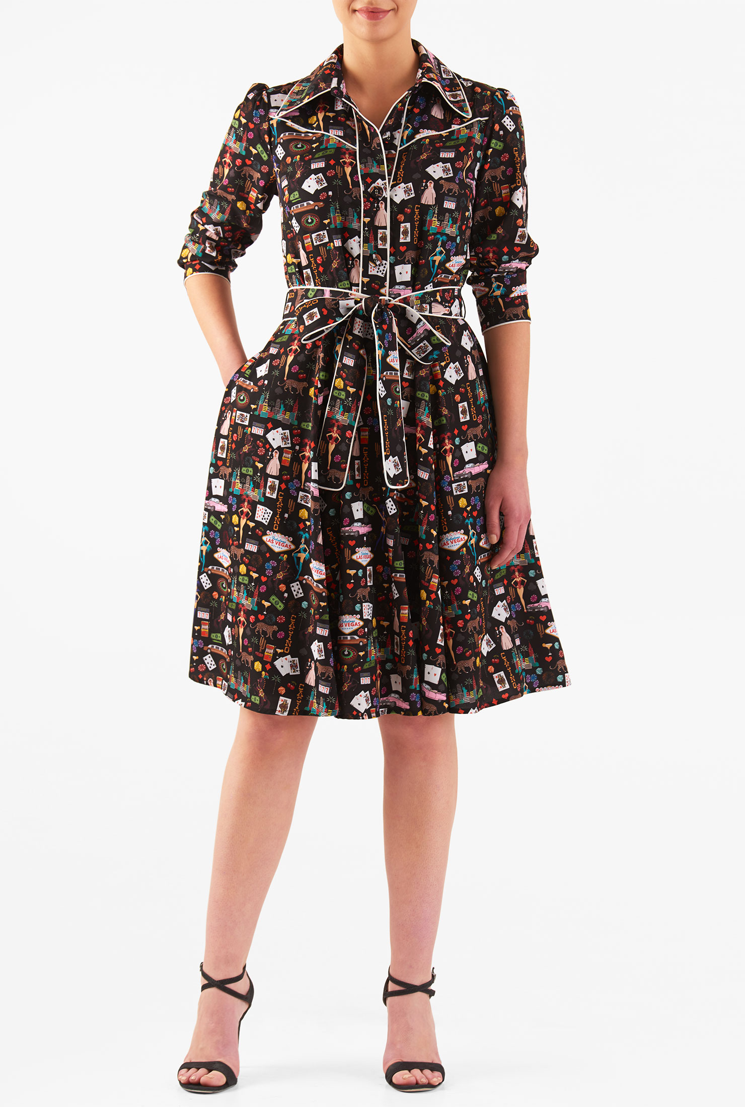 Shop Las Vegas print crepe shirtdress | eShakti