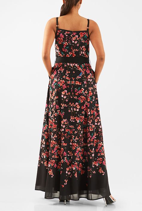 Shop Floral and bird print georgette dress | eShakti