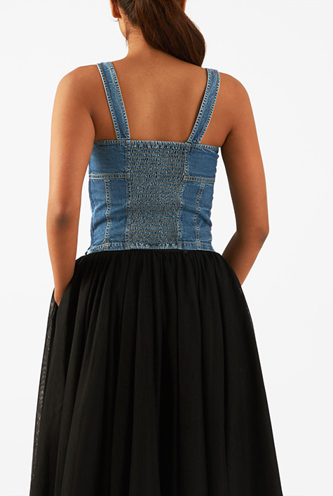 Shop Vintage wash cotton denim corset top | eShakti