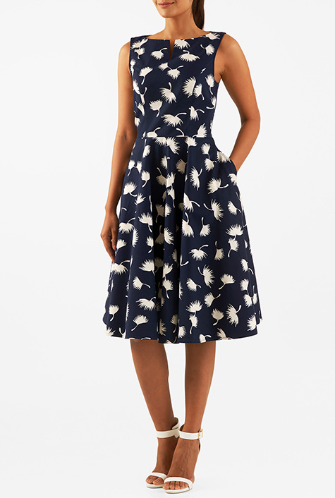 Shop Gingko print cotton twill dress | eShakti