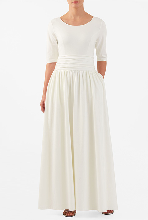 Shop Ruched waist cotton knit maxi dress | eShakti