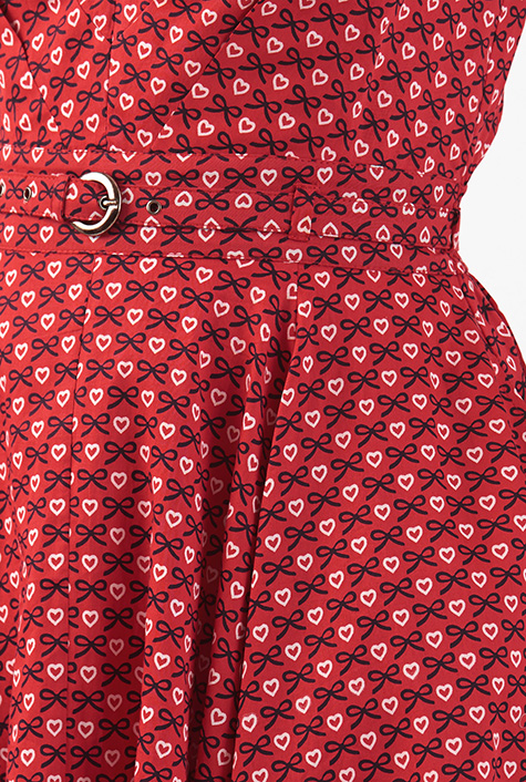 Shop Heart print cotton belted dress | eShakti