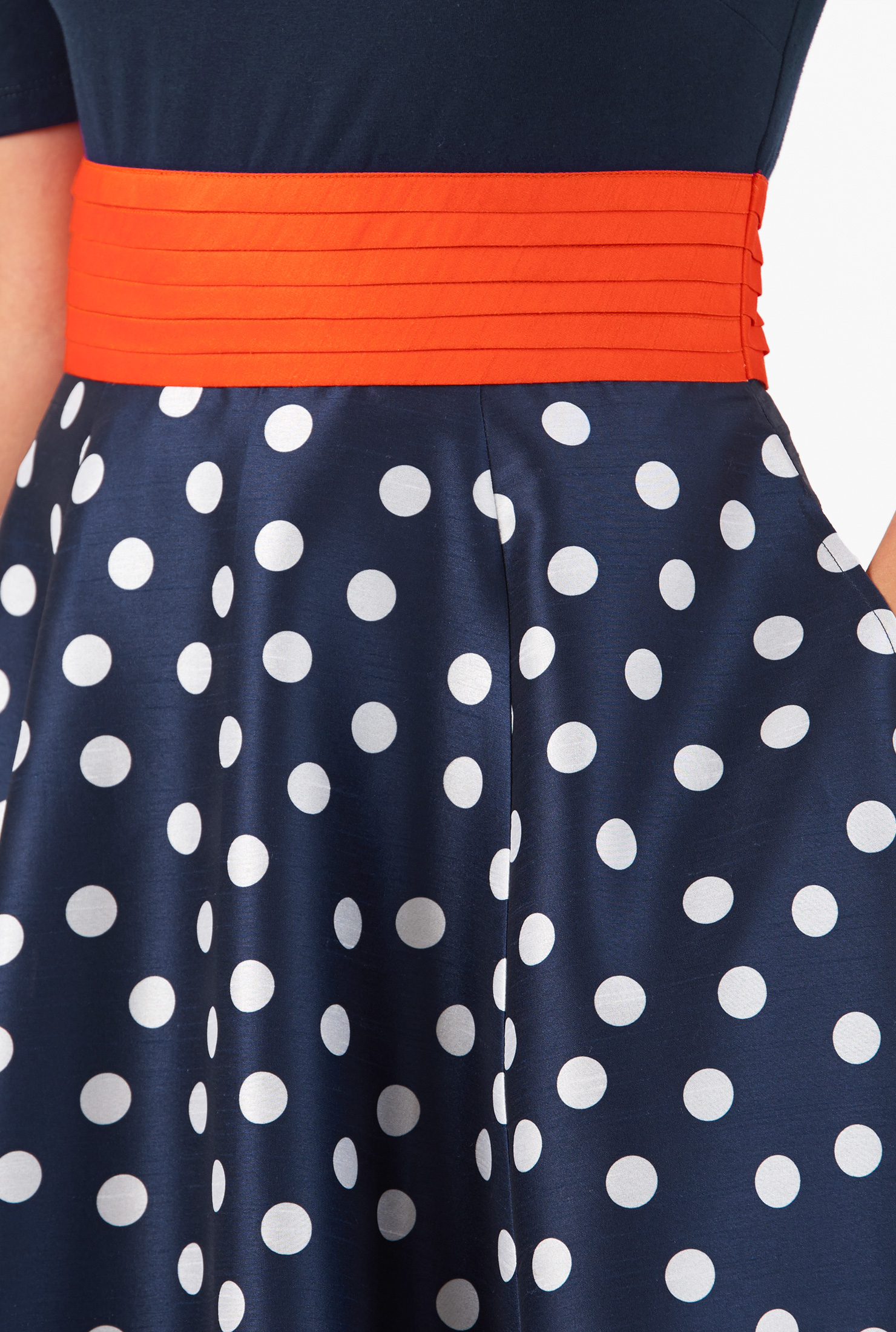 Shop Polka Dot Mixed Media Dress Eshakti